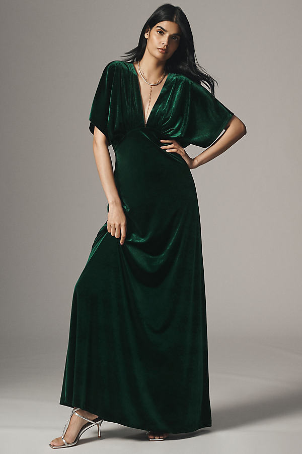 BHLDN BHLDN Amelia Deep-V Stretch Velvet Maxi Dress